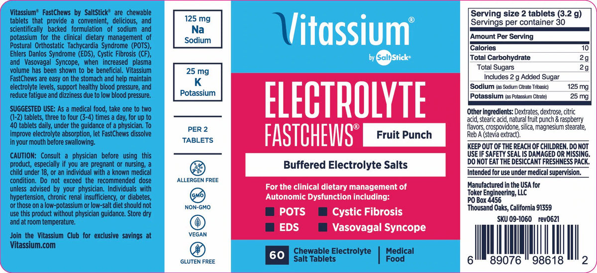 Vitassium Fastchews (60 Chew Flip Bottle) Fruit Punch – Multisport Online